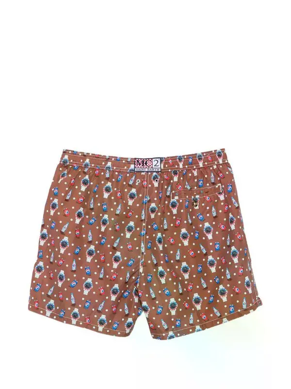 MC2 SAINT BARTH Graphic Print Drawstring Swim Shorts - Brown