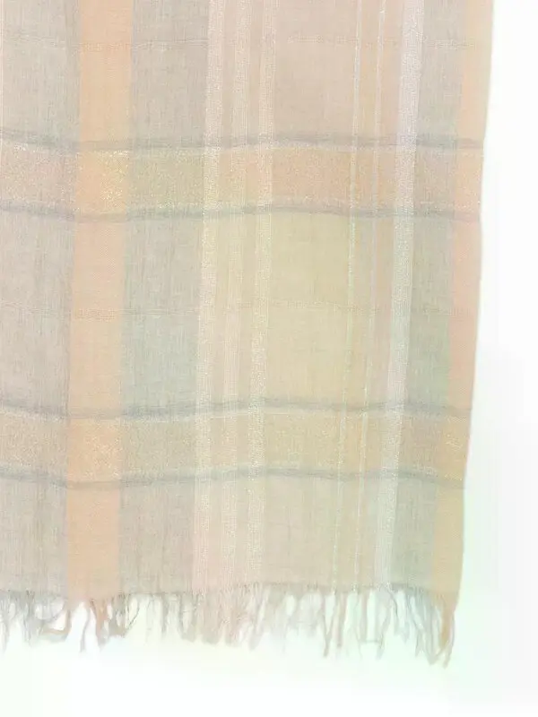 PANICALE Check-pattern Fringed Scarf - Neutrals