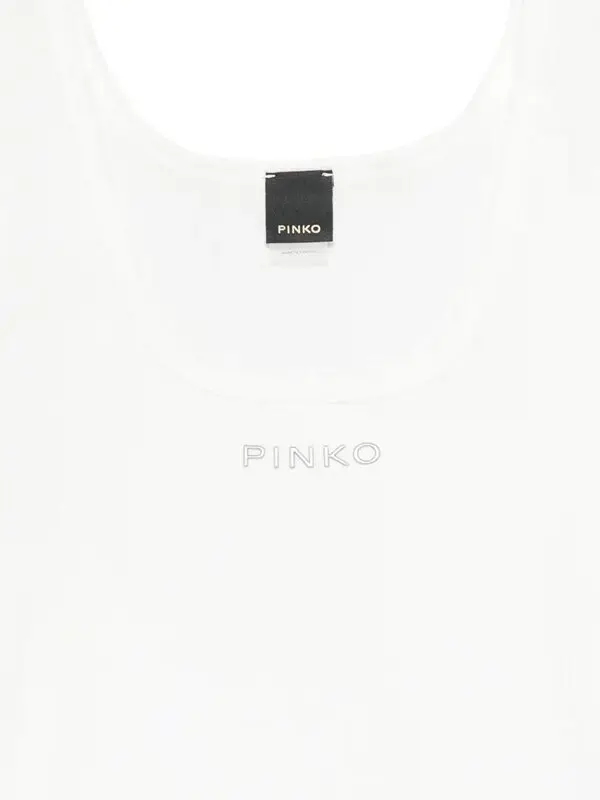 Pinko Tenace T-shirt With Square Neck And Cap Sleeves - White