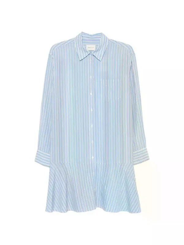 Gant Vertical Stripe Dropped Waist Mini Shirt Dress - Blue