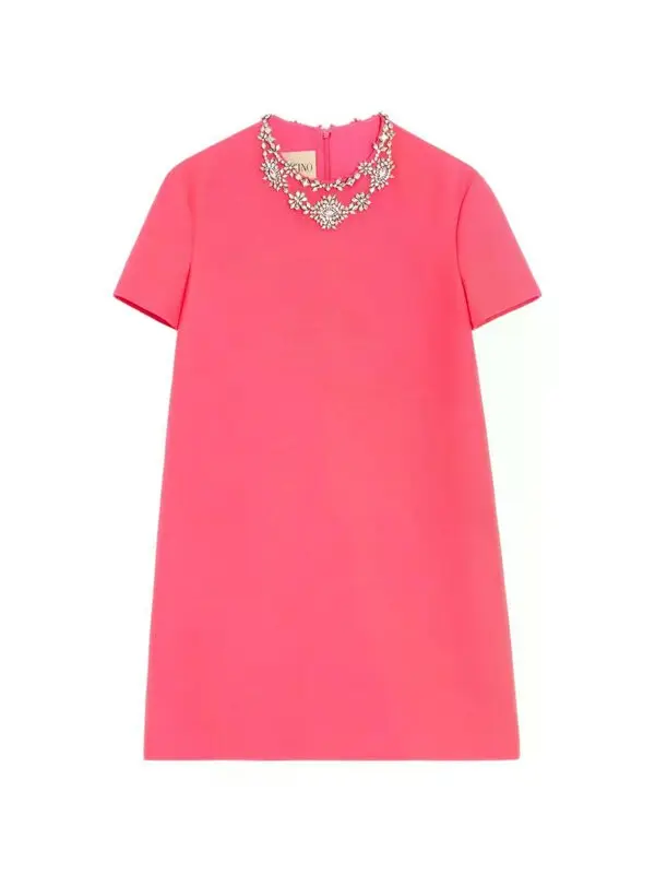 Valentino Garavani Embroidered Crepe Couture Short Dress - Pink