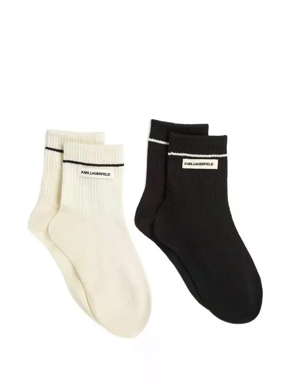 Karl Lagerfeld Ribbed Crew Socks Pack Of Two - Neutrals