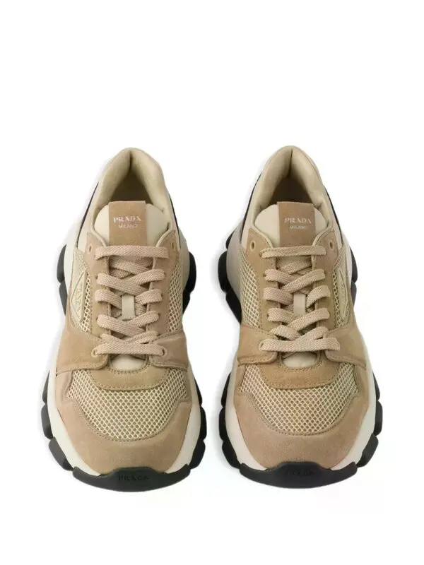 Prada Mesh And Suede Sneakers - Neutrals