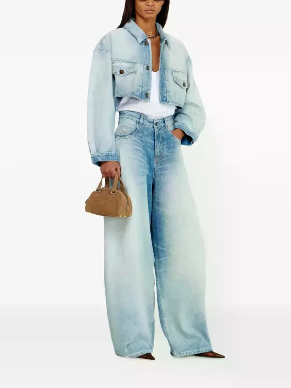 DIESEL® Cropped Embroidered Denim Trucker Jacket