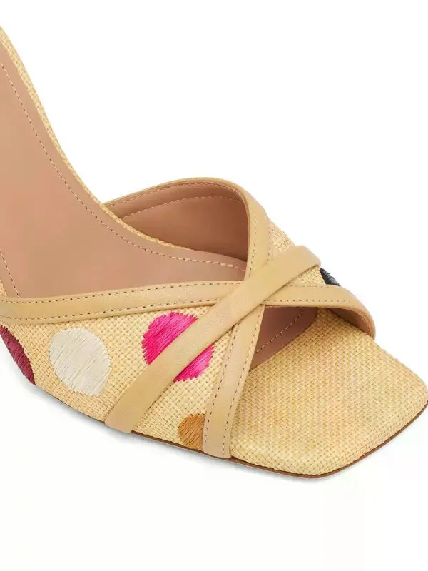MALONE SOULIERS Perla Polka-dot Raffia Sandals