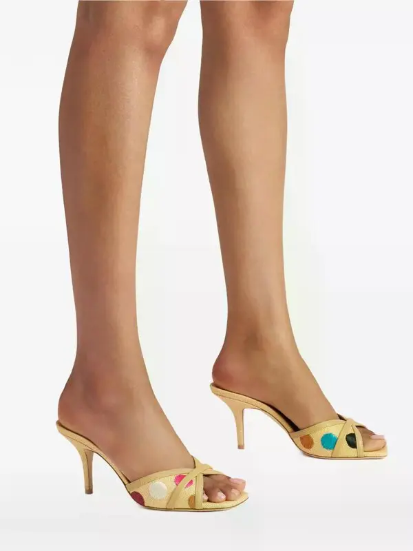 MALONE SOULIERS Perla Polka-dot Raffia Sandals