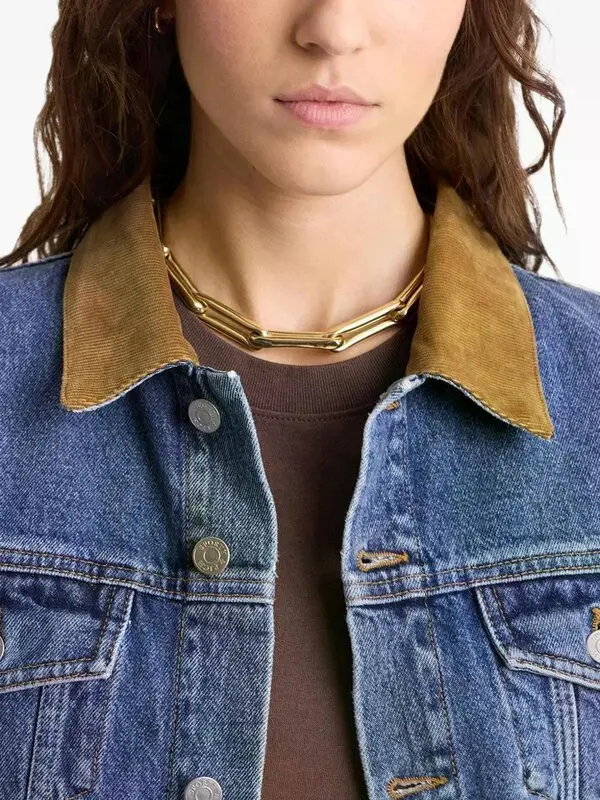 Sporty & Rich Contrasting Collar Cotton Denim Jacket