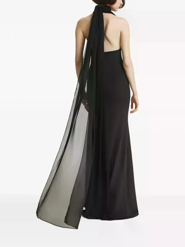 2310 STUDIO Halterneck Draped-panel Maxi Dress