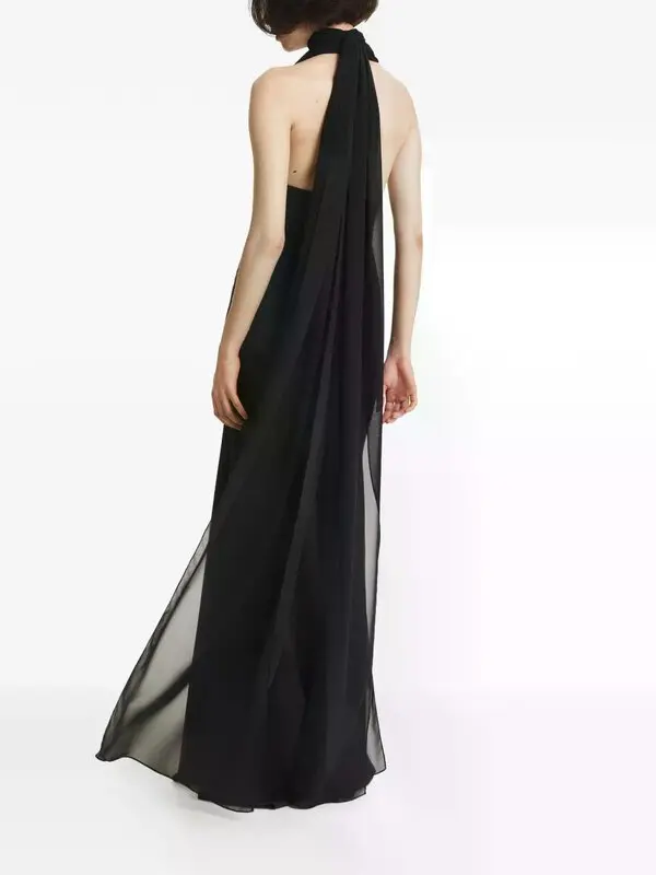 2310 STUDIO Halterneck Draped-panel Maxi Dress