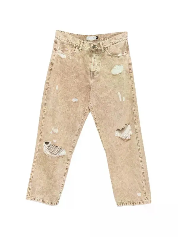 TRC Distressed Wide Leg Jeans - Neutrals
