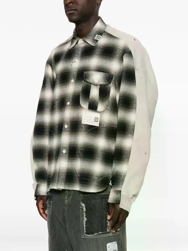 Mihara Yasuhiro Check-pattern Distressed-effect Shirt