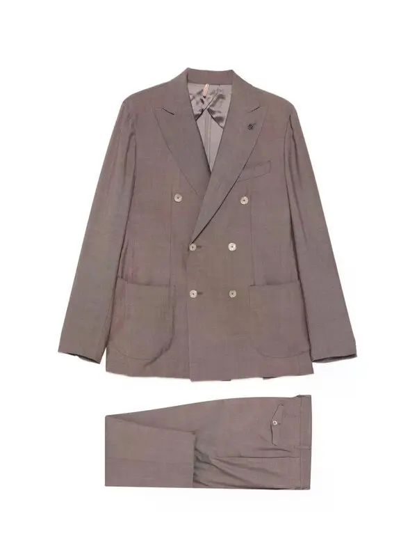 SANTANIELLO Double-breasted Peak-lapel Suit - Red