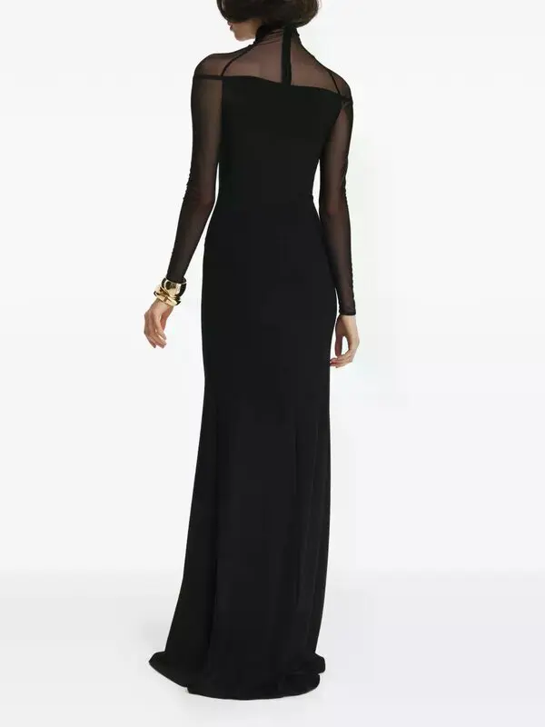 2310 STUDIO Mesh Panelled High-neck Maxi Dress - Black