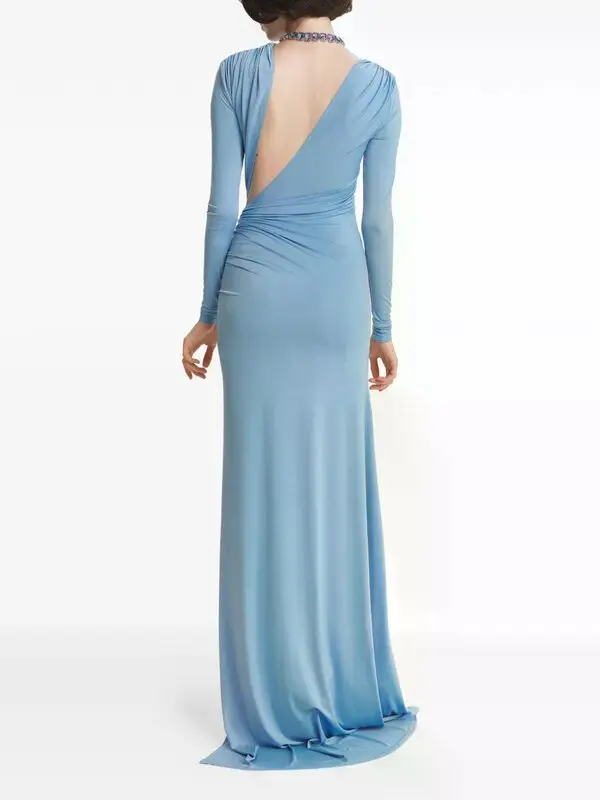 2310 STUDIO Ruched Detail Side Slit Maxi Dress