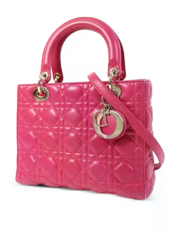 Dior Medium Lady Cannage Two-way Handbag - Pink