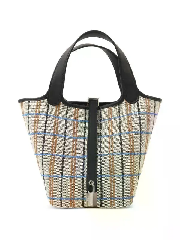 Hermès Pm Picotin Plaid-pattern Tote Bag - Neutrals