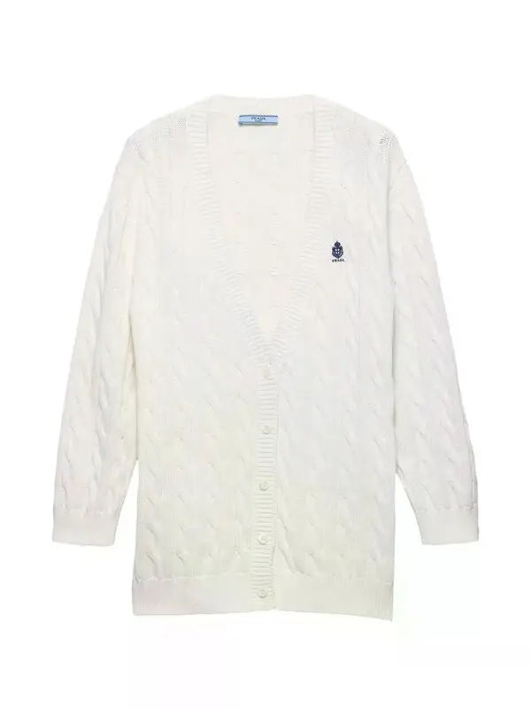 Prada Cable-knit Cotton Cardigan - White