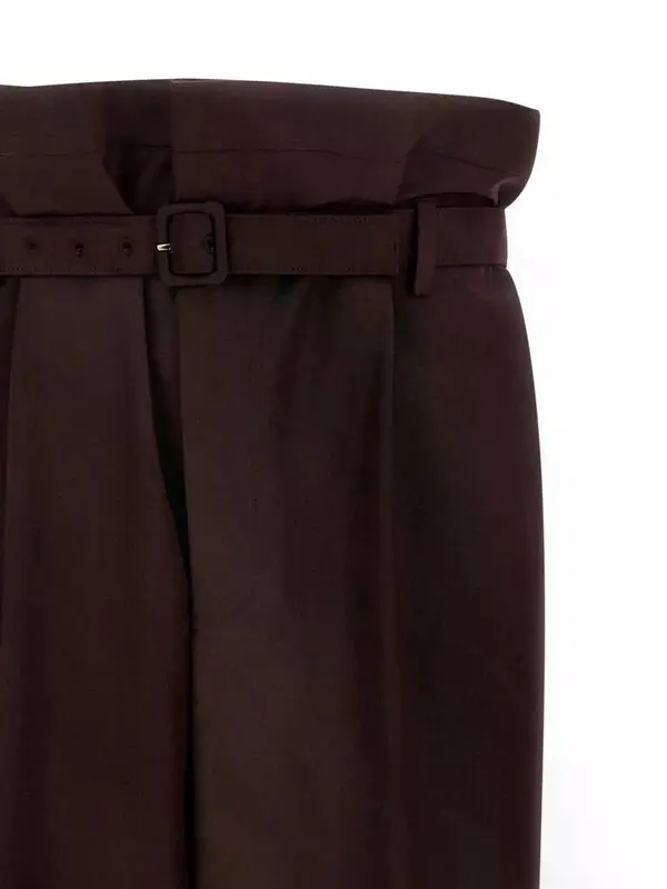 Saint Laurent Belted Paper-bag Waist Trousers - Brown