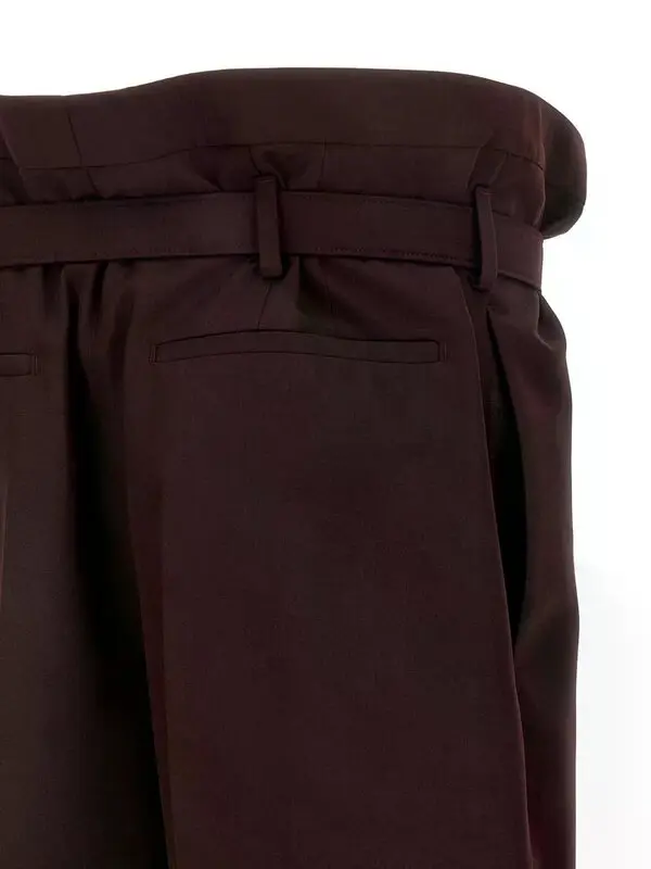 Saint Laurent Belted Paper-bag Waist Trousers - Brown