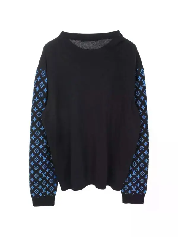 LOUIS VUITTON Monogram Sleeve Knit Crewneck - Black