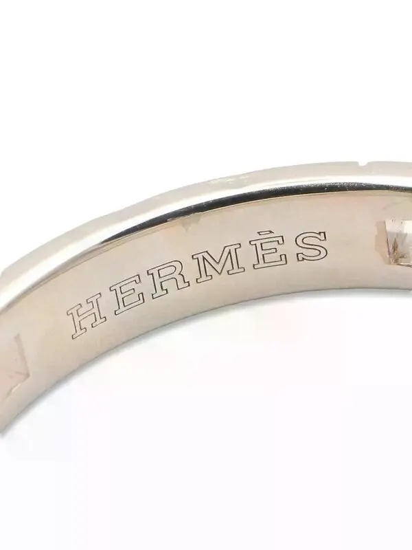 Hermès 18kt White Gold Hercules Engraved Logo Ring