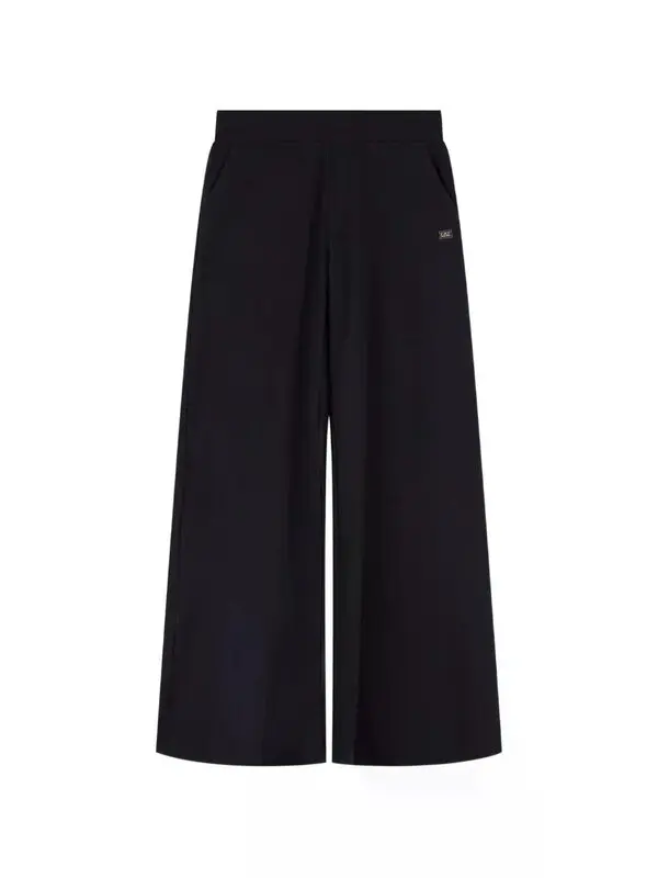 EA7 Wide-leg Logo Detail Jersey Trousers - Black