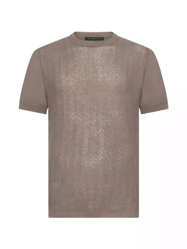 LOW BRAND Chevron-knit T-shirt - Neutrals