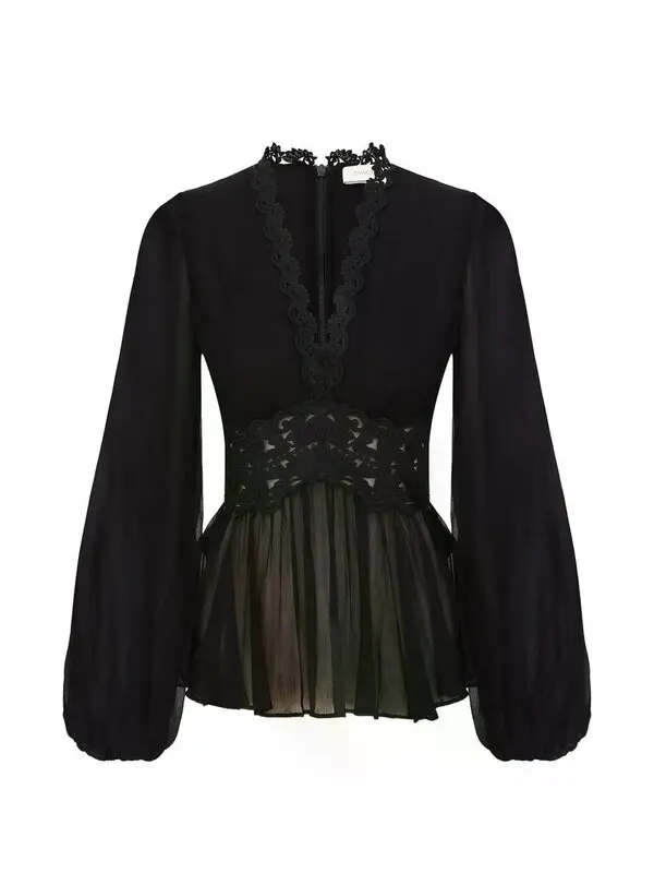 Zimmermann Luna Peplum Blouse - Black