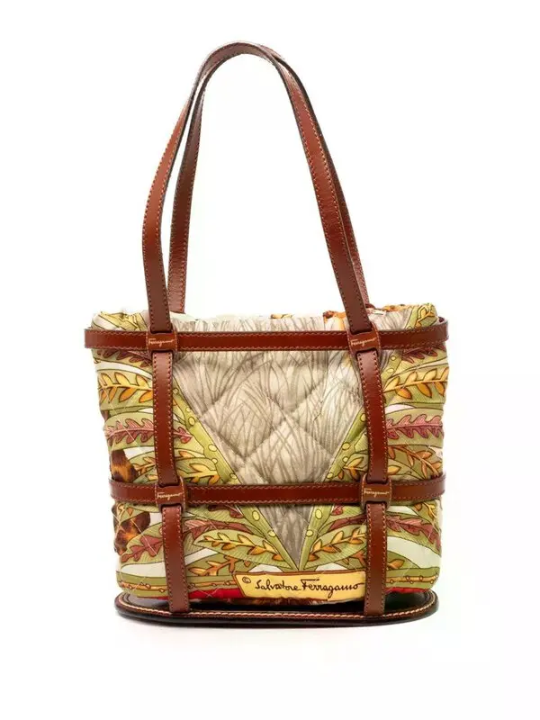 FERRAGAMO Quilted Nylon And Leather Jungle Safari Bucket Bag - Brown
