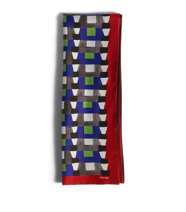 Miu Miu Silk Printed Scarf - Turquoise