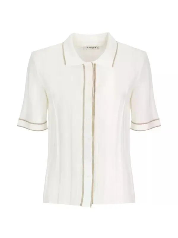 KANGRA Ribbed-knit Contrast-trim Shirt - Neutrals
