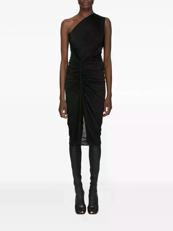 Rick Owens Avra One-shoulder Ruched-detail Dress - Black