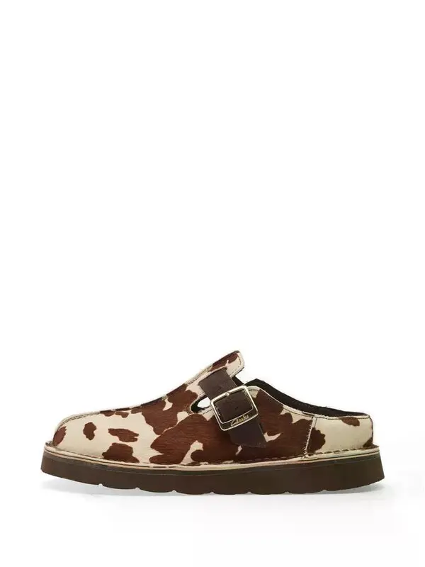 Clarks Cow Print Calf Hair Buckled Sneakers