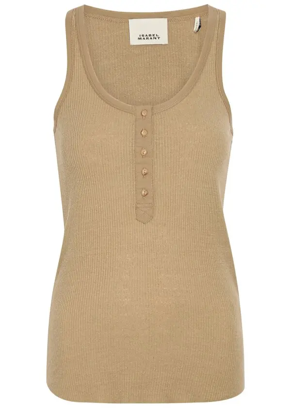 Isabel Marant Étoile Helma Ribbed Silk Tank Top - Bronze