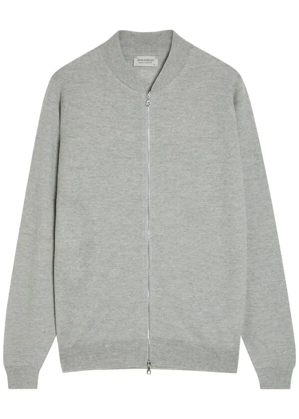 John Smedley Fine-knit Merino Wool Bomber Jacket - Grey