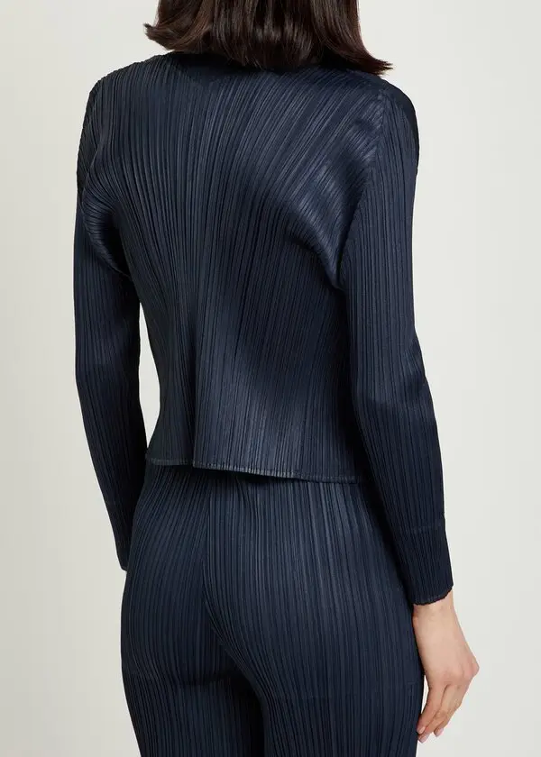 Issey Miyake Pleated V-neck Cardigan - Navy