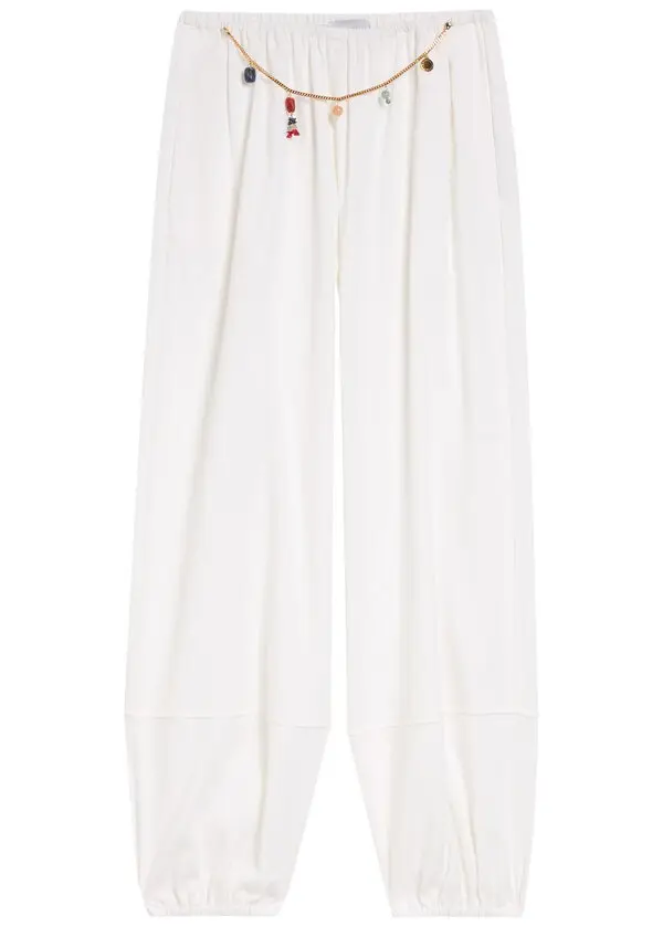 Stella McCartney Embellished-chain Balloon-leg Cotton Trousers