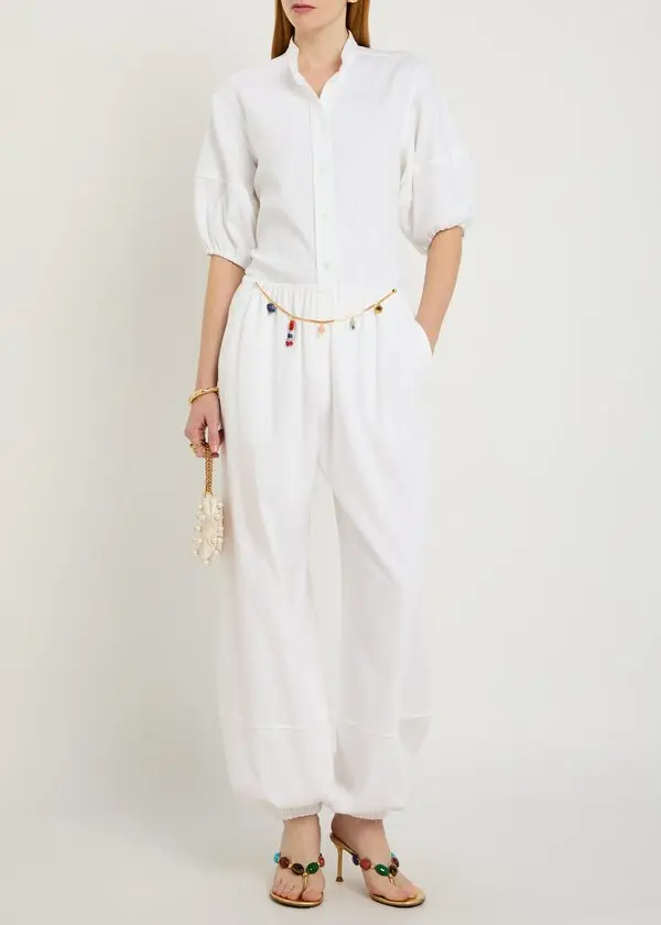 Stella McCartney Embellished-chain Balloon-leg Cotton Trousers