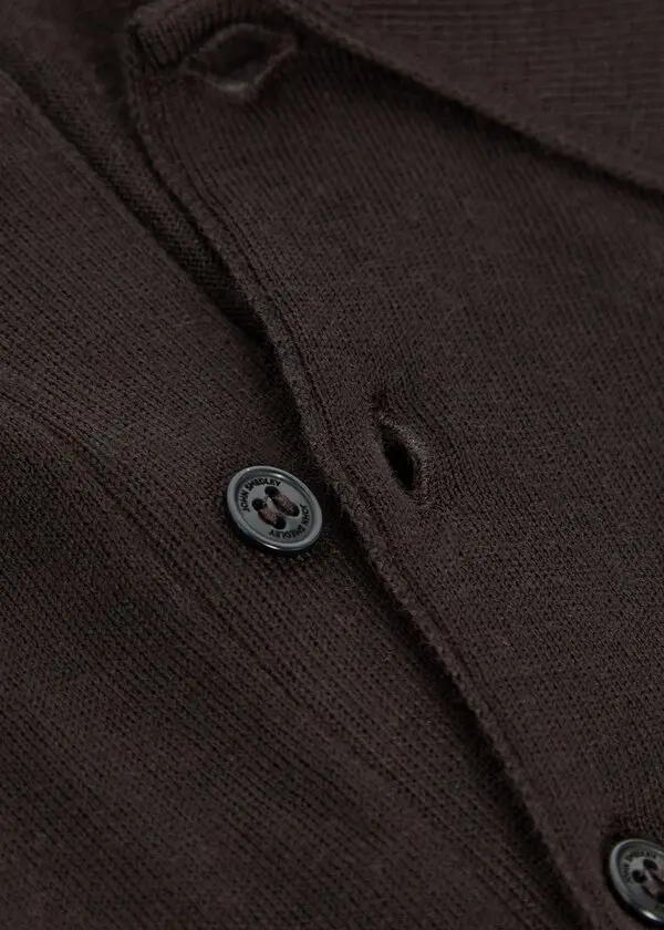 John Smedley Caverhill Merino Wool Polo Shirt - Brown