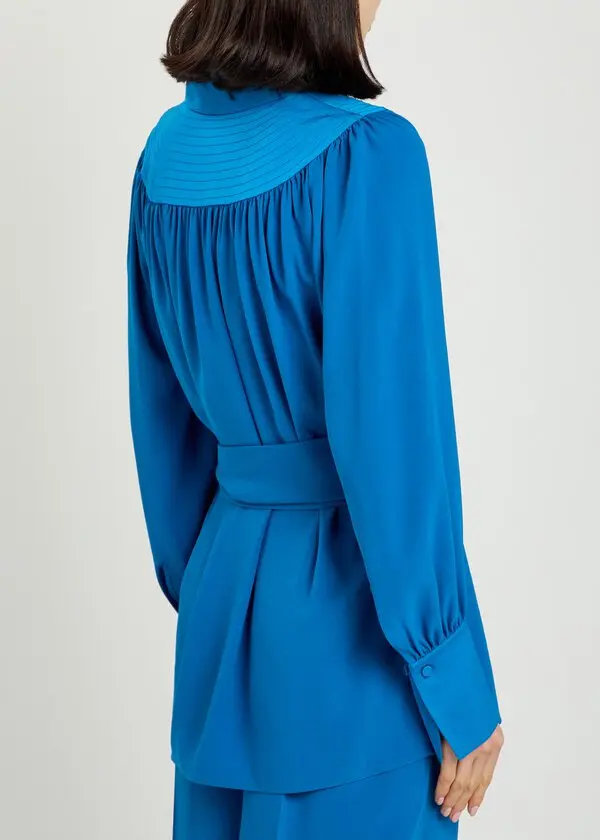JOSEPH Belted Crepe Blouse