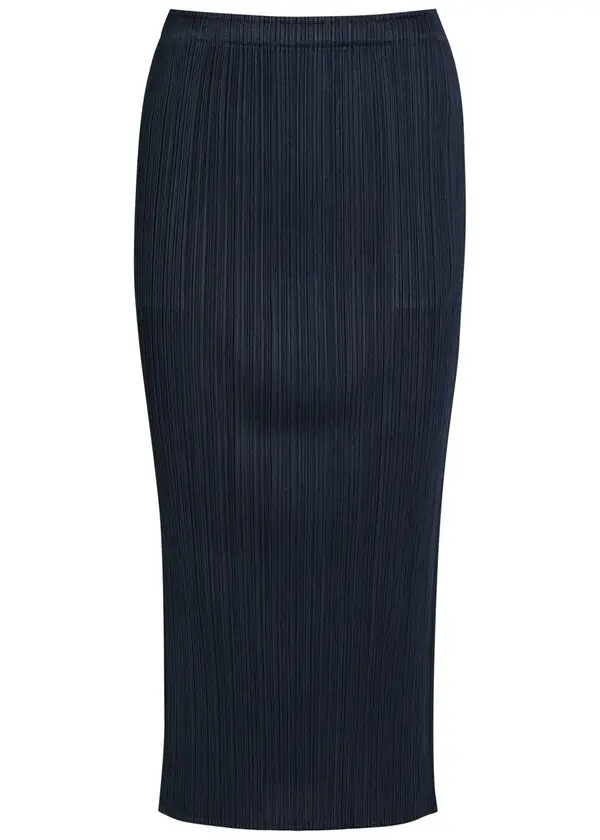 Issey Miyake Pleated Midi Skirt - Navy