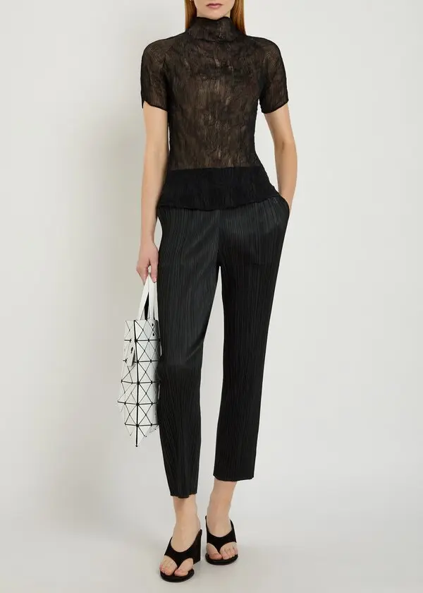 Issey Miyake Pleated Semi-sheer Chiffon Top