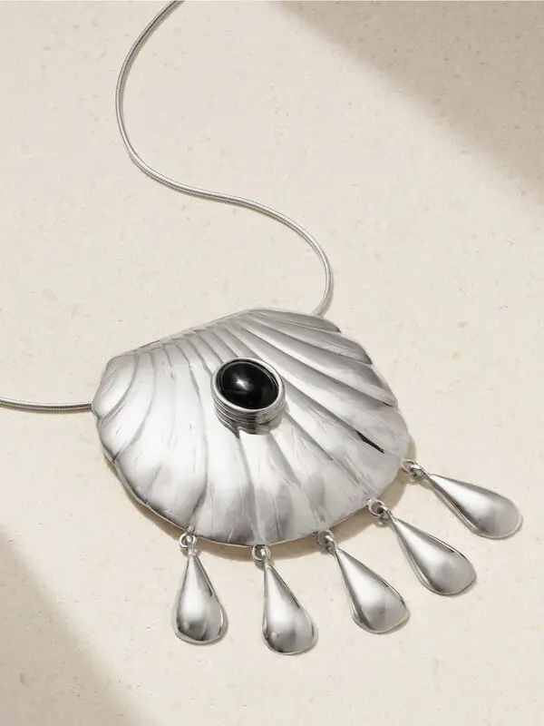 Juju Vera Petra Onyx Necklace - Silver