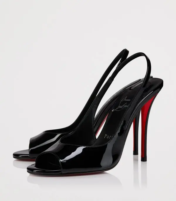 CHRISTIAN LOUBOUTIN Sofia Z Patent Leather Slingback High Heel Sandals - Black