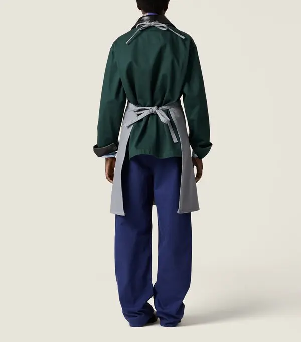 Miu Miu Cotton Chore Jacket With Leather Collar - Green