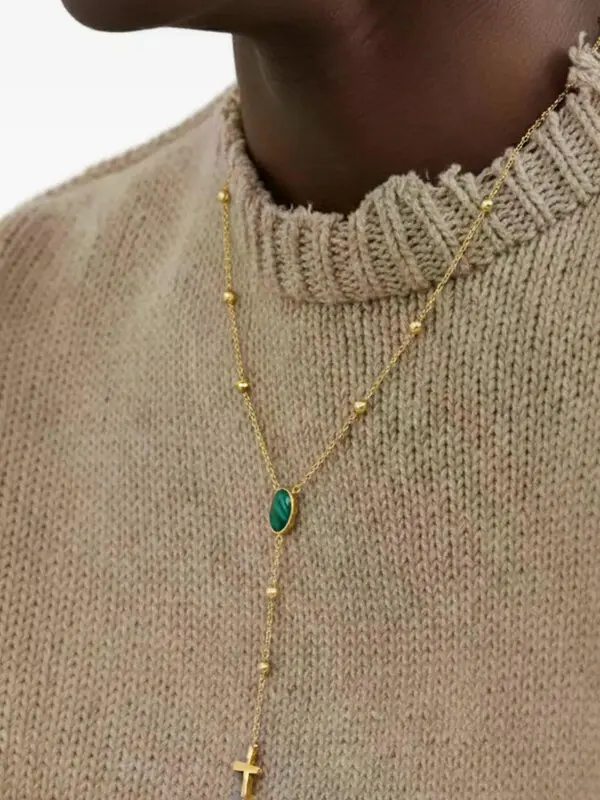 YOJ Rose Cross Pendant Malachite Necklace