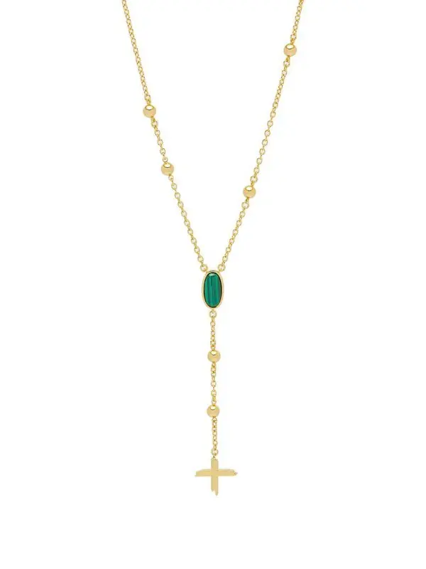 YOJ Rose Cross Pendant Malachite Necklace