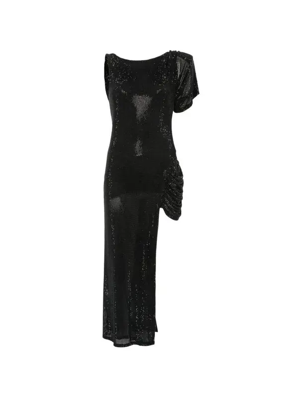 DUNESI Embellished One-shoulder Midi Dress