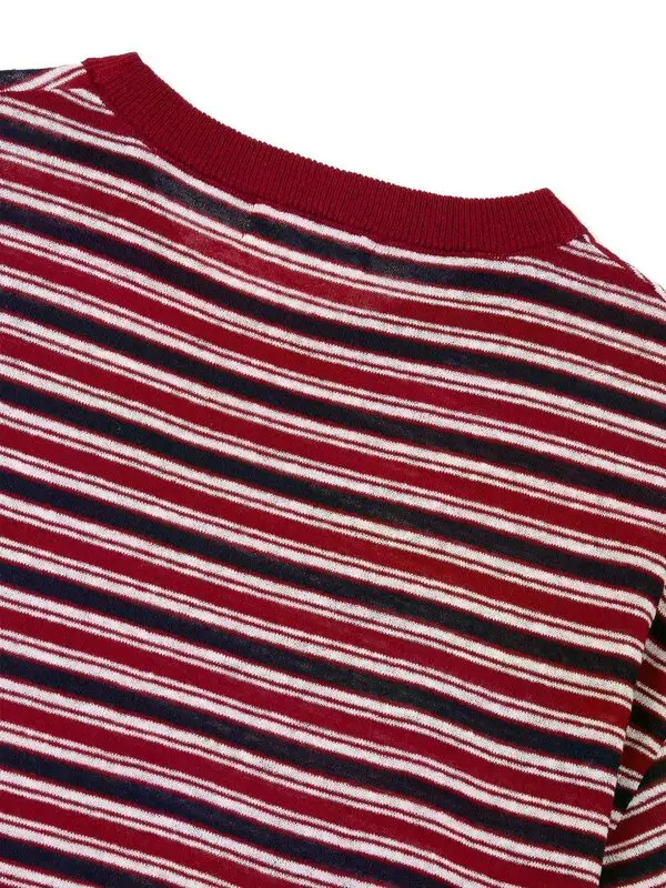 STUDIO TOMBOY Striped Short-sleeve Knit Top - Red