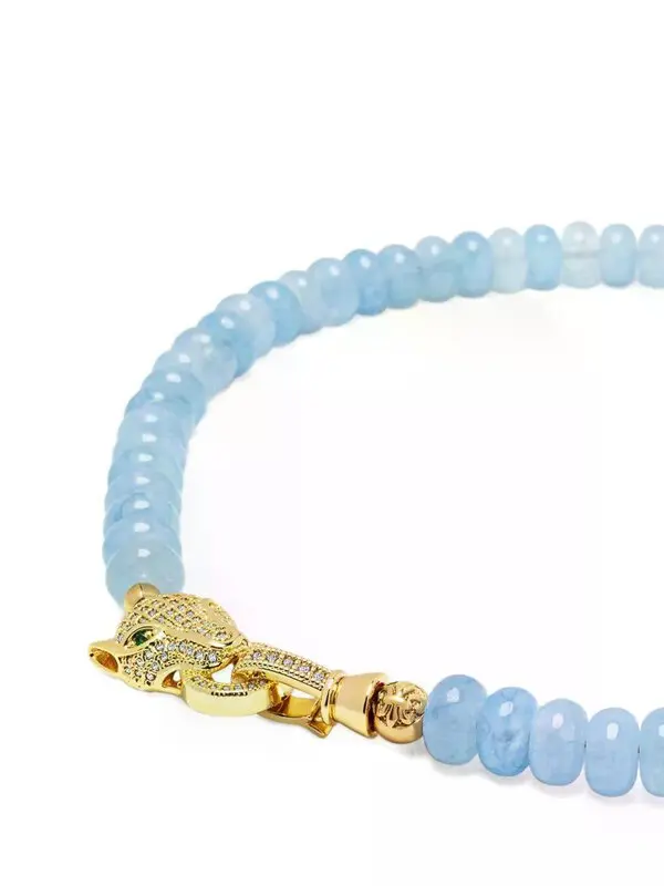 NIALAYA JEWELRY Chalcedony Necklace With Panther Charm - Blue